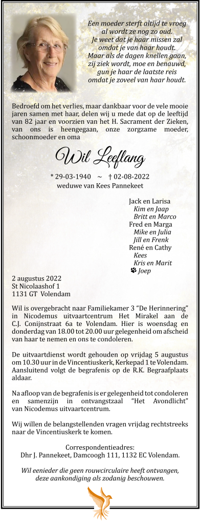 Mevr. W. Leeflang - Nieuw-Volendam