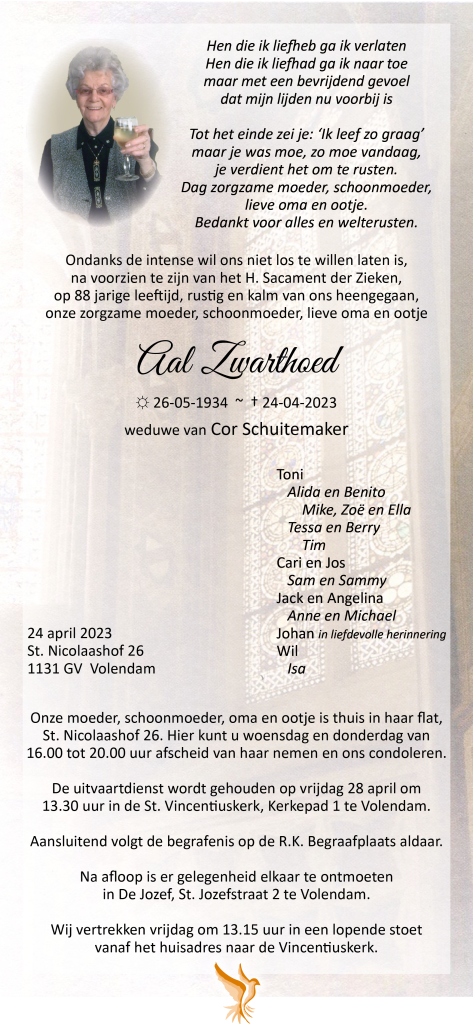 Mevr. A. Zwarthoed - Nieuw-Volendam