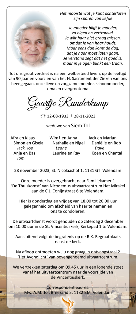 Mevr. G. Runderkamp - Nieuw-Volendam