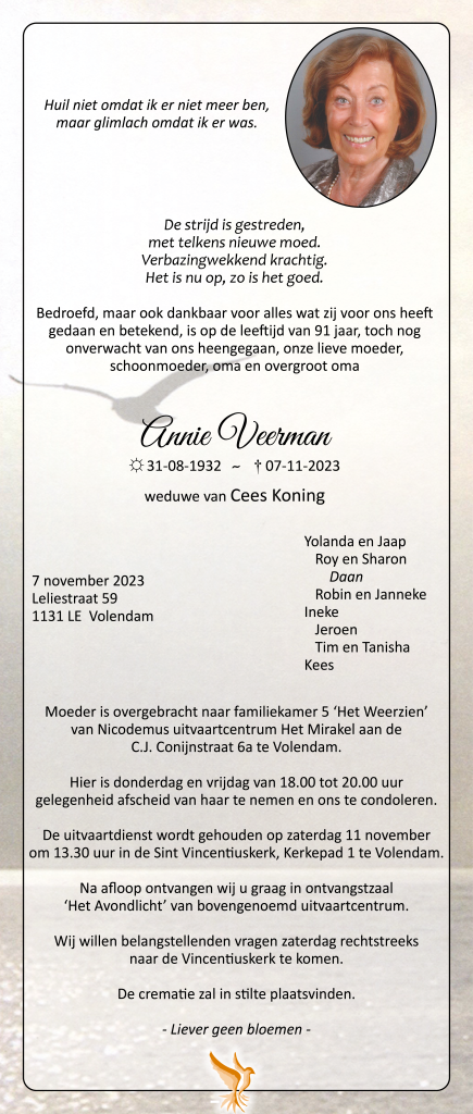 Mevr. A. Veerman - Nieuw-Volendam