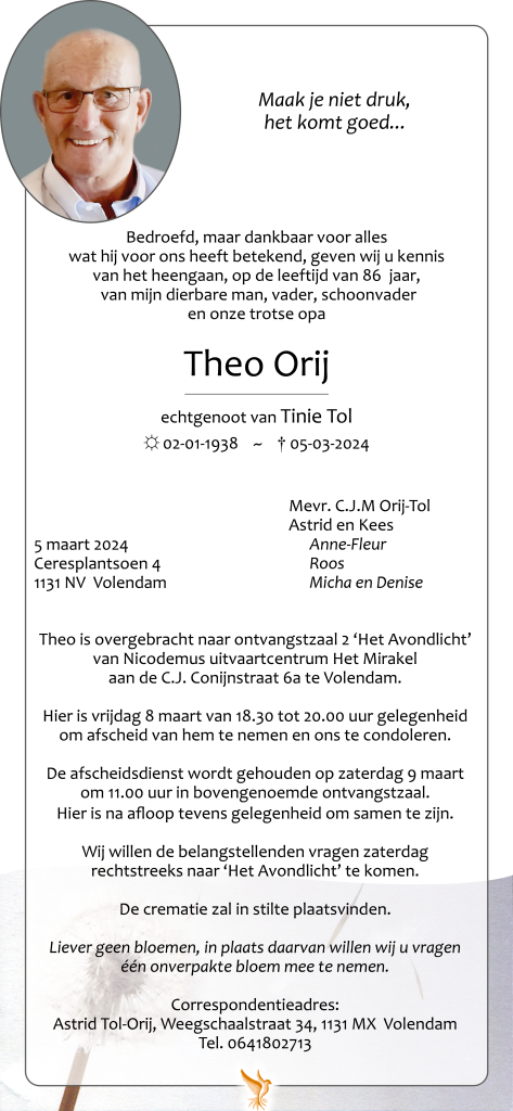 Dhr. T. Orij - Nieuw-Volendam