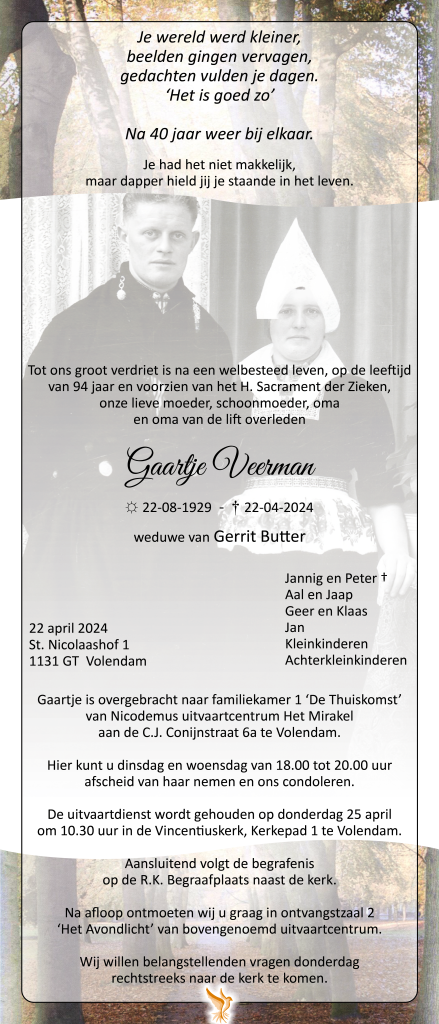 Mevr. G. Veerman - Nieuw-Volendam