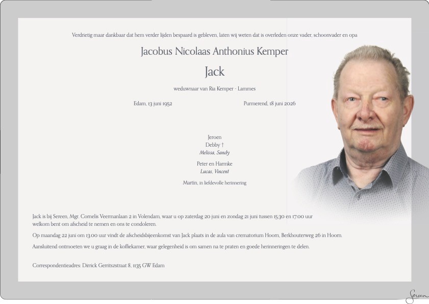 Dhr. J. Kemper - Nieuw-Volendam